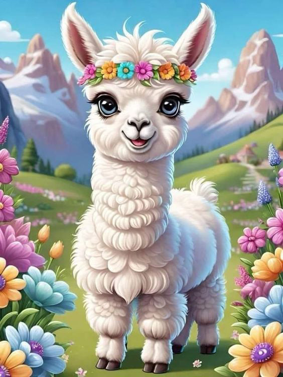 Little Lama Embracing Nature's Wonders - DIY Painting – Paint by Diamonds